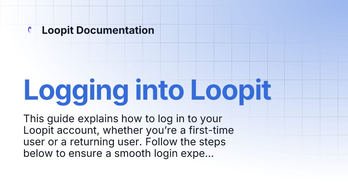 Logging into Loopit | Loopit Documentation